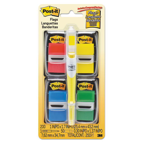 Page Flag Value Pack, Assorted, 200 1" Flags + Highlighter With 50 1-2