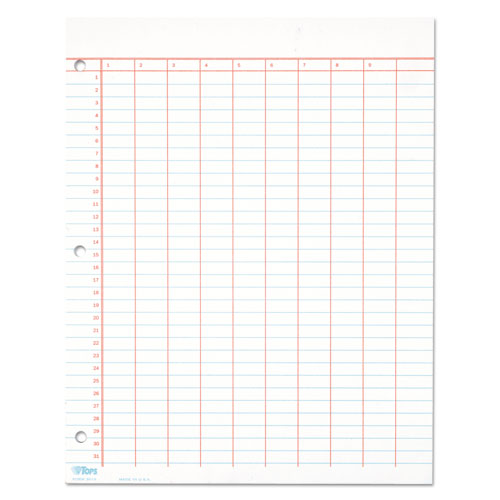 TOPS Data Pad W-numbered Column Headings, 11 X 8.5, White, 50 Sheets